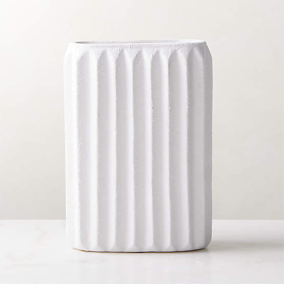 Coralie Round White Terracotta Vase + Reviews | CB2