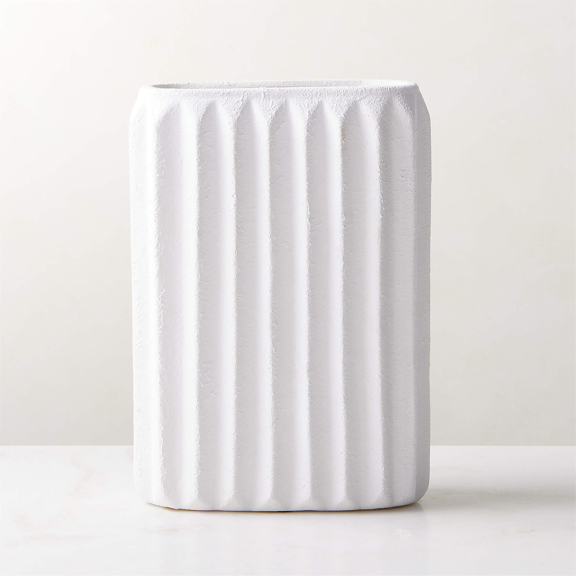 Jessa Modern Rectangular Ribbed White Vase + Reviews | CB2 Canada