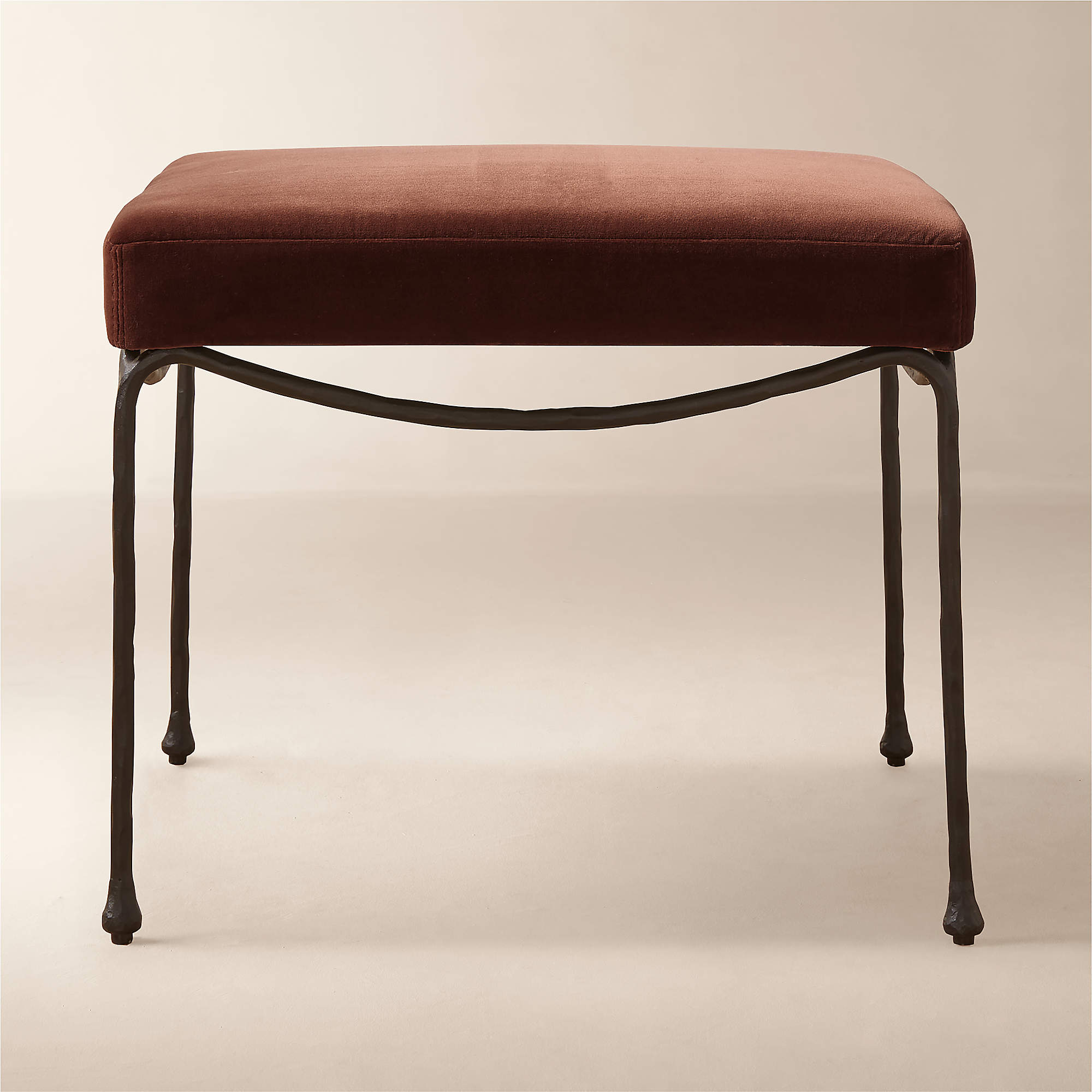 Journey Terracotta Red Velvet Stool + Reviews | CB2