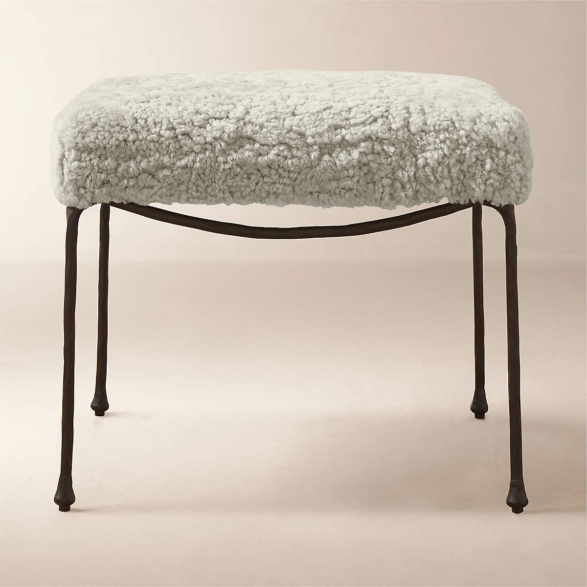 Journey Warm White Shearling Stool + Reviews | CB2