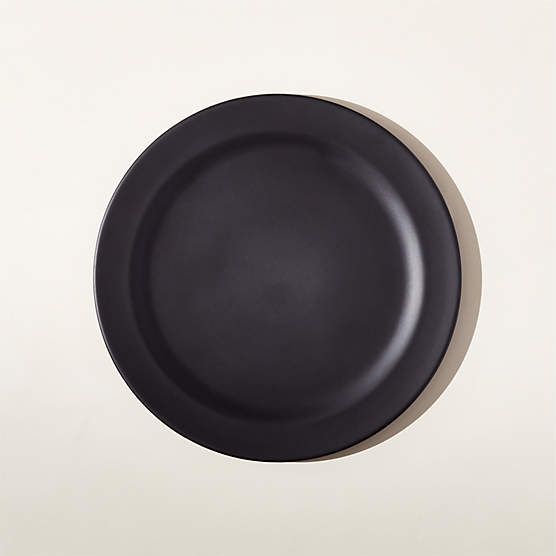Crisp Modern Matte Black Salad Plate Set of 8 + Reviews | CB2