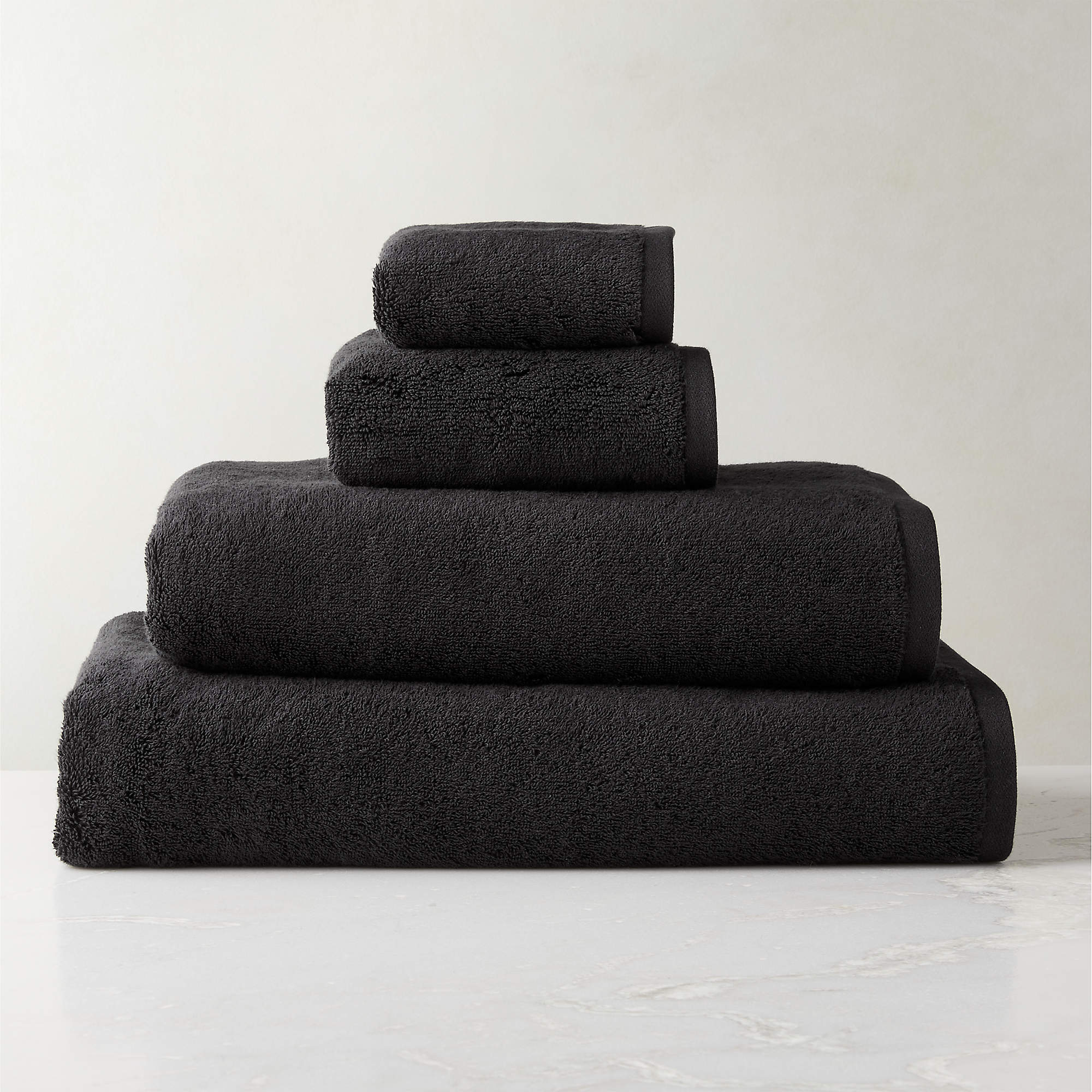 Kalani Organic Cotton Black Bath Towels | CB2
