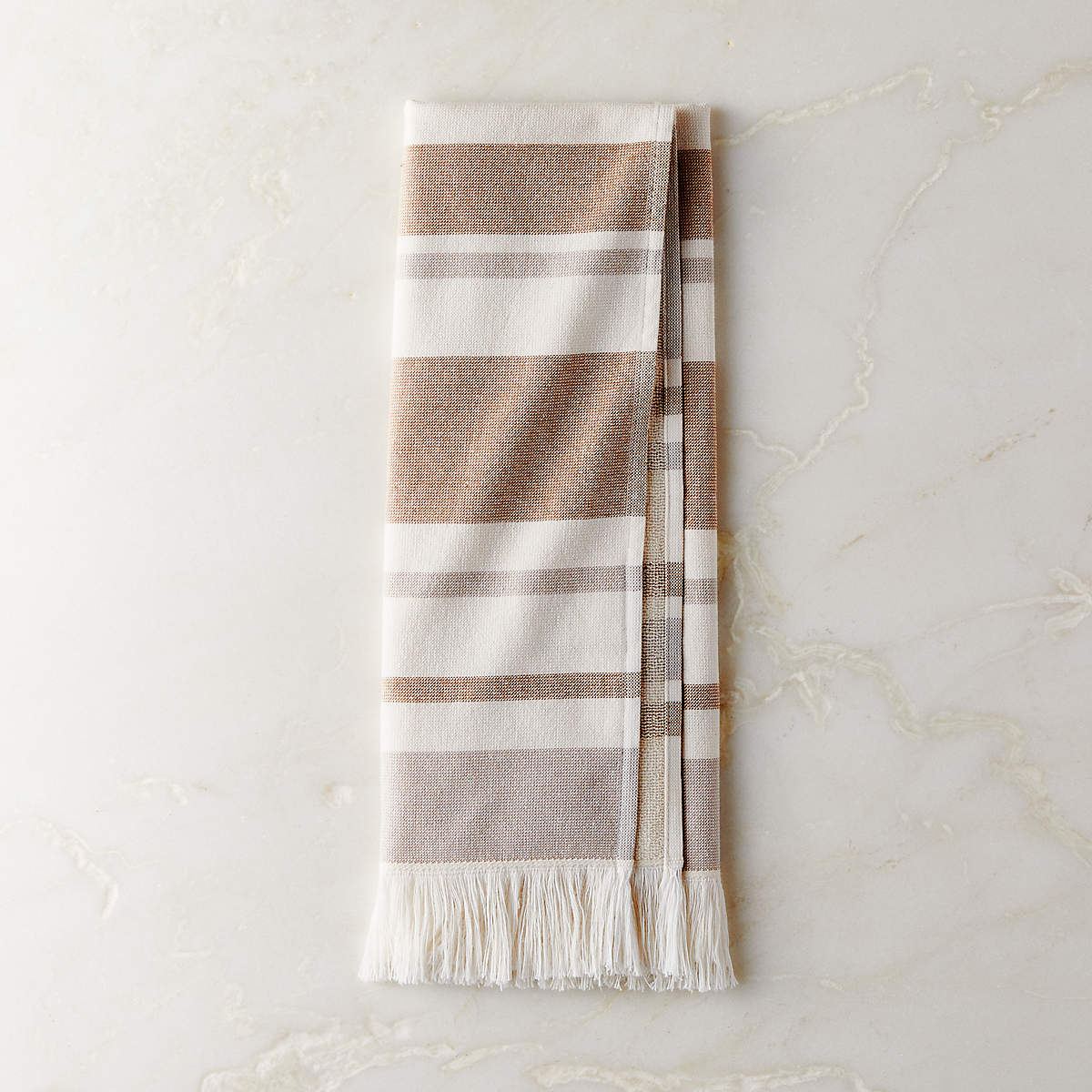 Kamilla Organic Cotton Striped Copper Hand Towel + Reviews | CB2