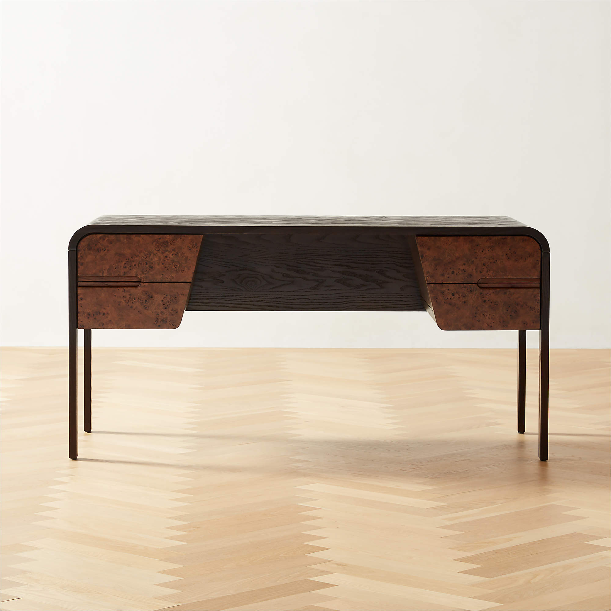 Kasen Modern Burl Wood Executive Desk | CB2
