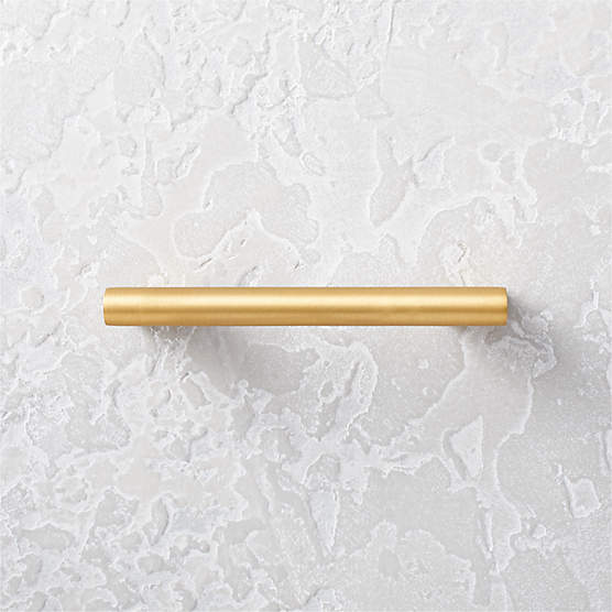 Damon Brushed Brass Handles with Back Plate | CB2 Canada