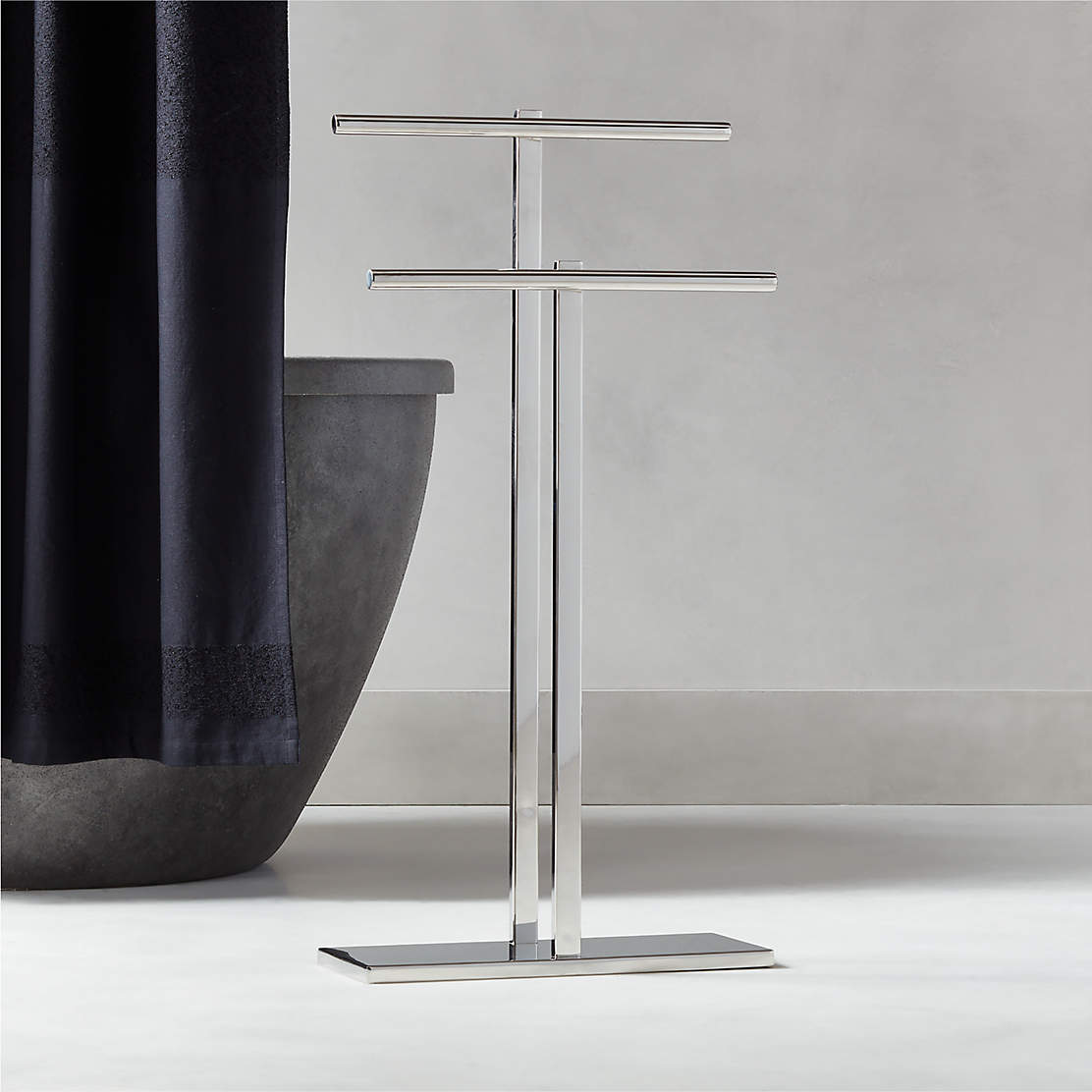 Blaine Modern Polished Nickel Towel Bar 24" + Reviews | CB2 Canada