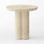Kikko White Travertine and Brass Inlay Game Side Table | CB2 Canada