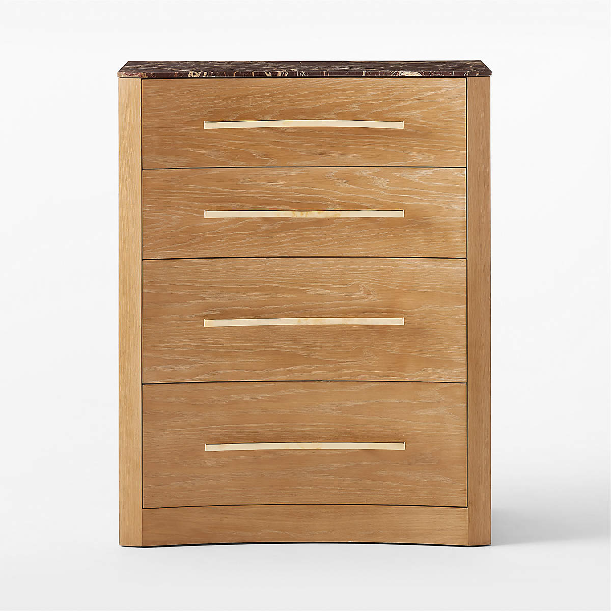 Kingsbury Tall 4-Drawer Curved Oak Wood Dresser with Marble Top ... Kingsbury Tall 4-Drawer Curved Oak Wood Dresser with Marble Top ...