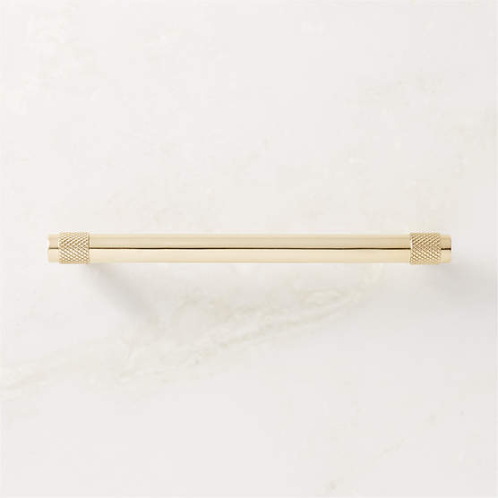 12" Nicolo Knurled Unlacquered Brass Handle + Reviews | CB2