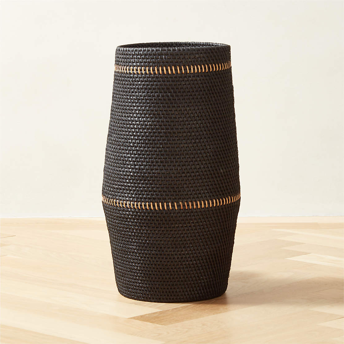 Palmer Modern Black Wicker Storage Basket + Reviews | CB2 Canada
