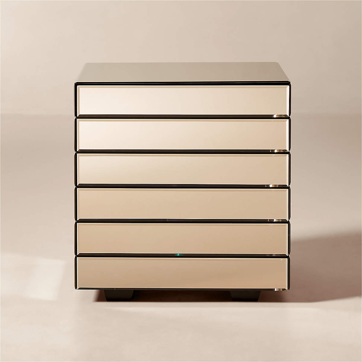 Lamella Bronze Mirror Storage Side Table + Reviews | CB2