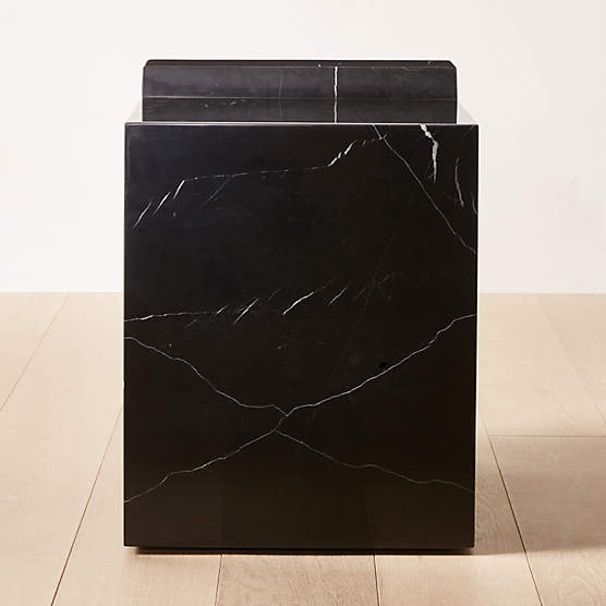 Forcella High-Gloss Black Cement Side Table + Reviews | CB2 Canada