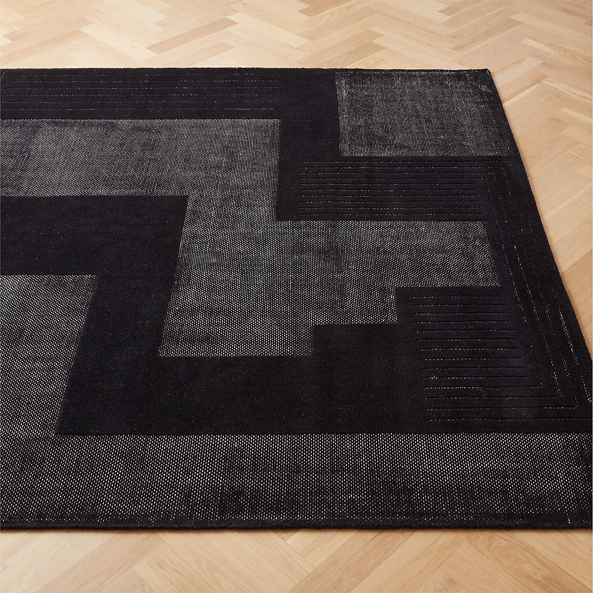 Larso Hand-Tufted Wool-Blend Black Area Rug | CB2