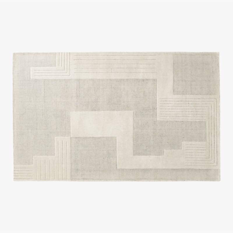Larso Hand-Tufted White Wool-Blend Area Rug 5'x8' + Reviews | CB2 Canada