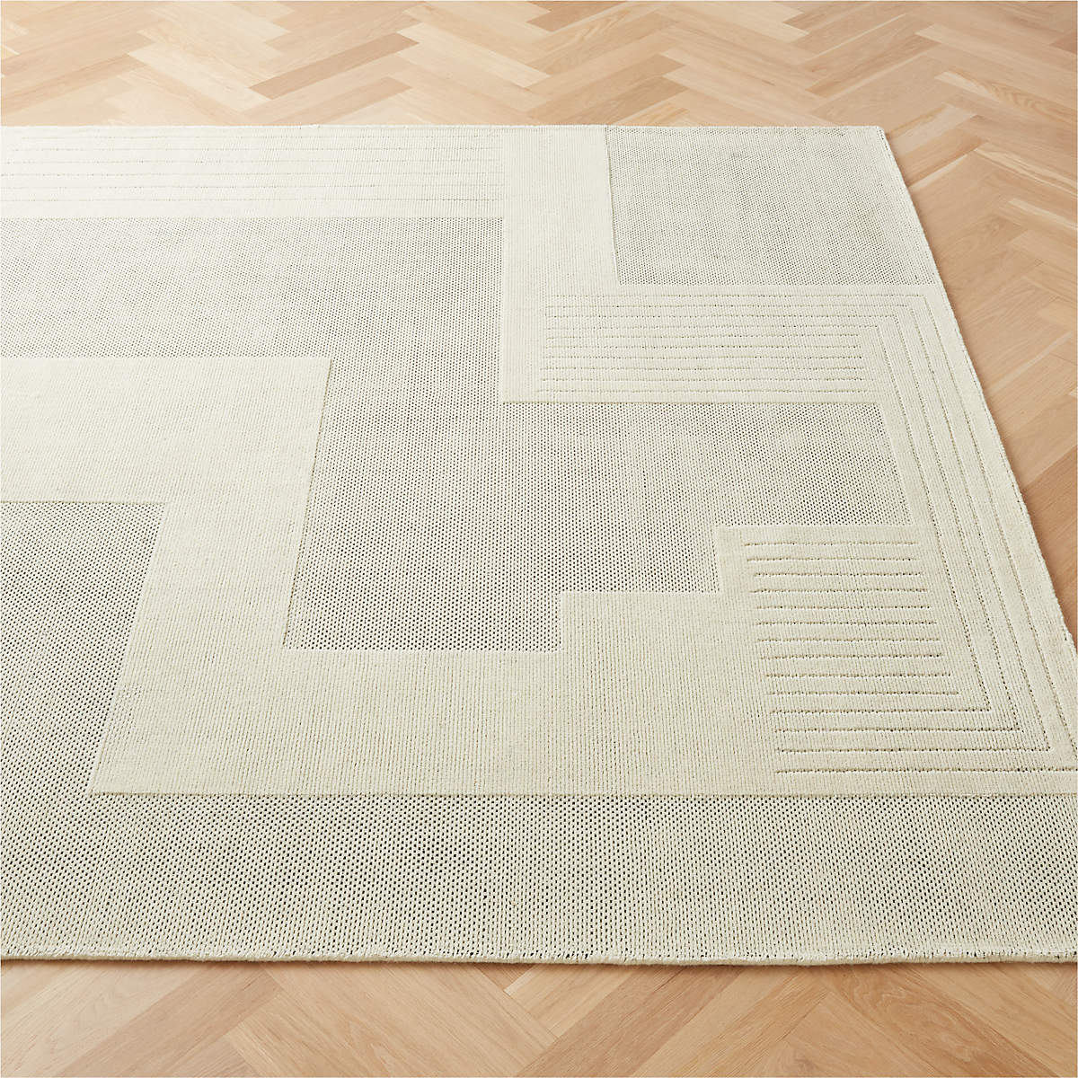 Larso Hand-Tufted Wool-Blend White Area Rug | CB2