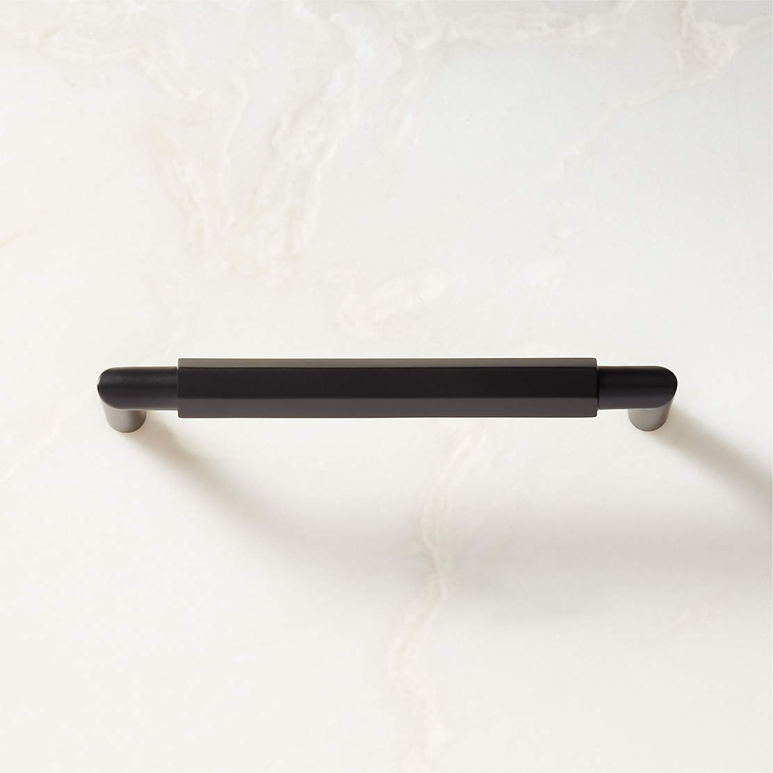 Lavau Black Cabinet Handle with Backplate 6" | CB2