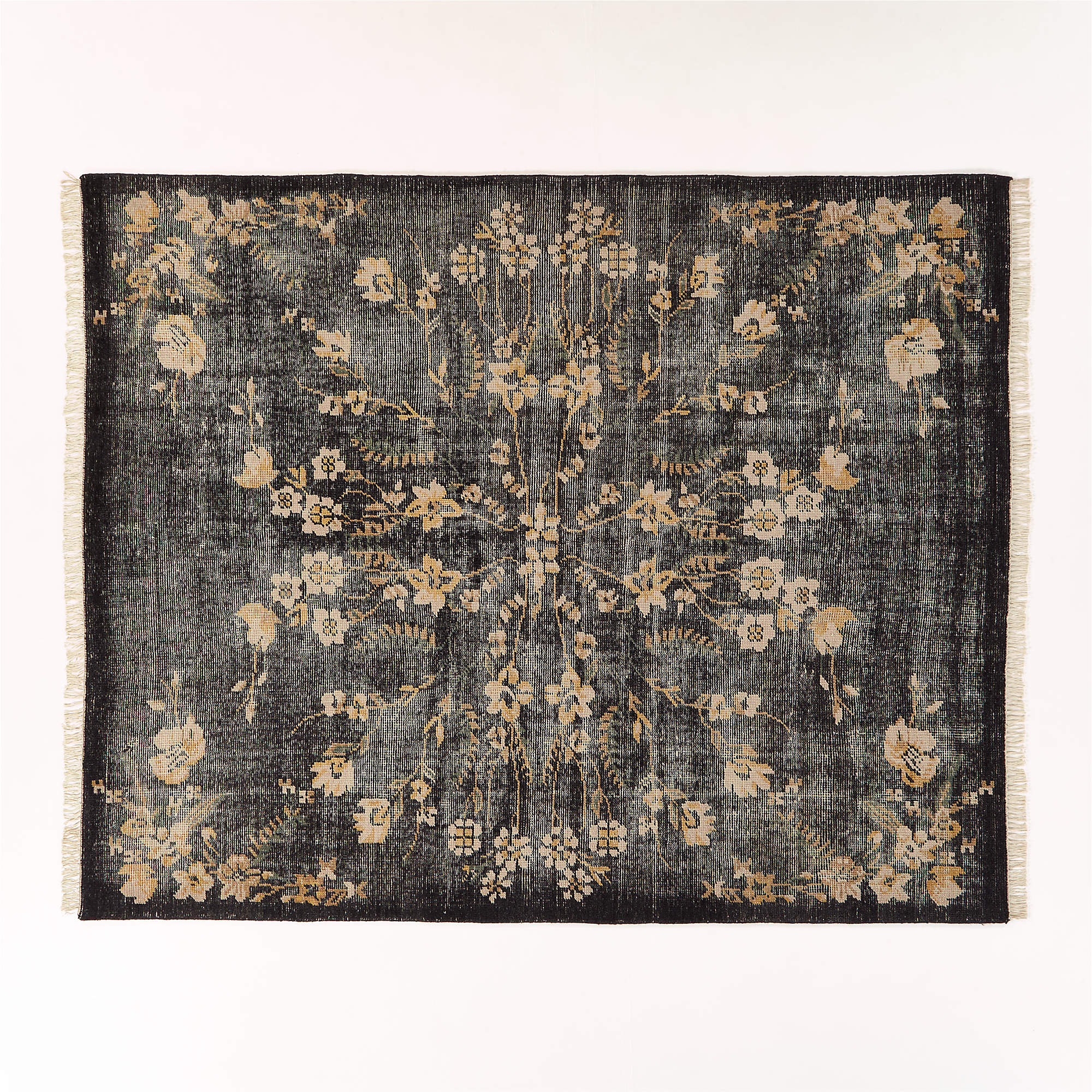 Lavish Modern Black Floral Wool Area Rug 8'x10' + Reviews | CB2 Canada