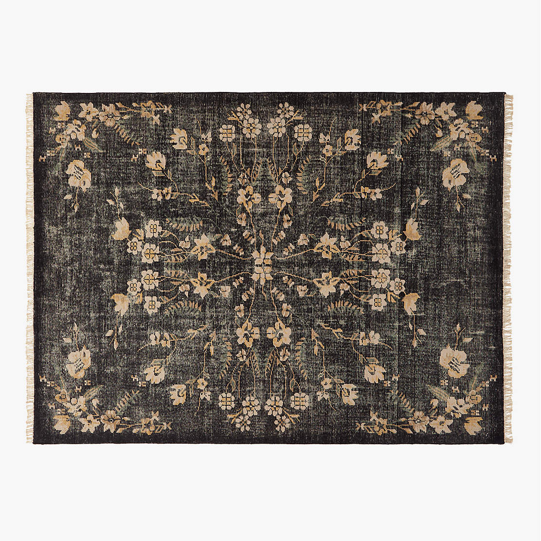 Lavish Modern Black Floral Wool Area Rug 8'x10' + Reviews | CB2 Canada