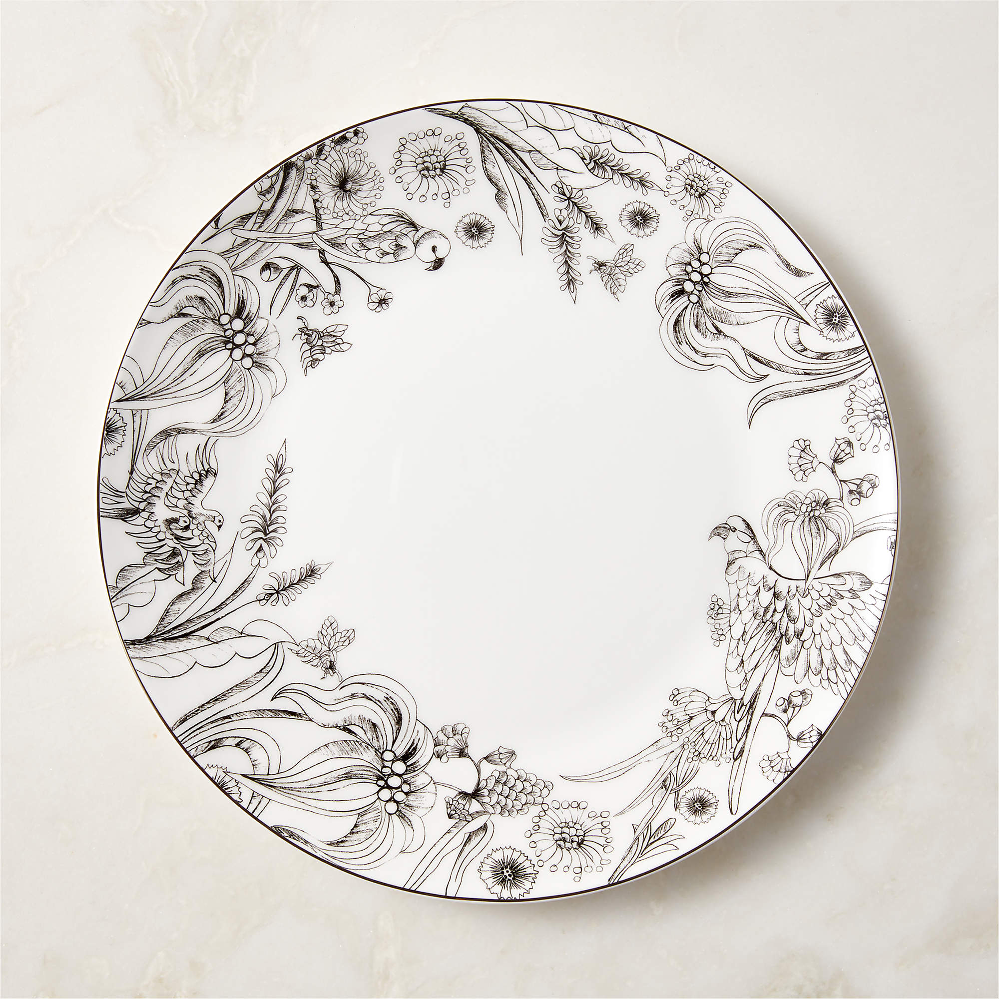 Le Paradis White and Silver Dinner Plate + Reviews | CB2
