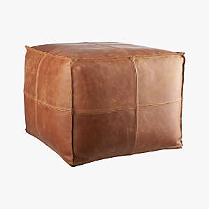 Modern Brown Pouf Ottomans CB2
