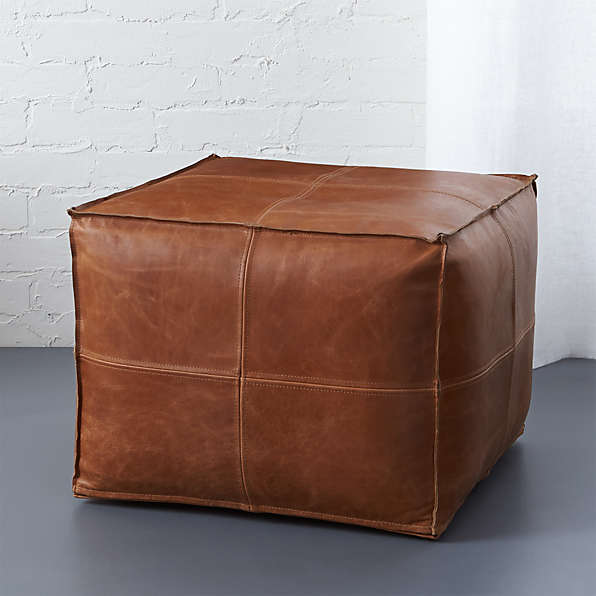 Small leather pouf ottoman store