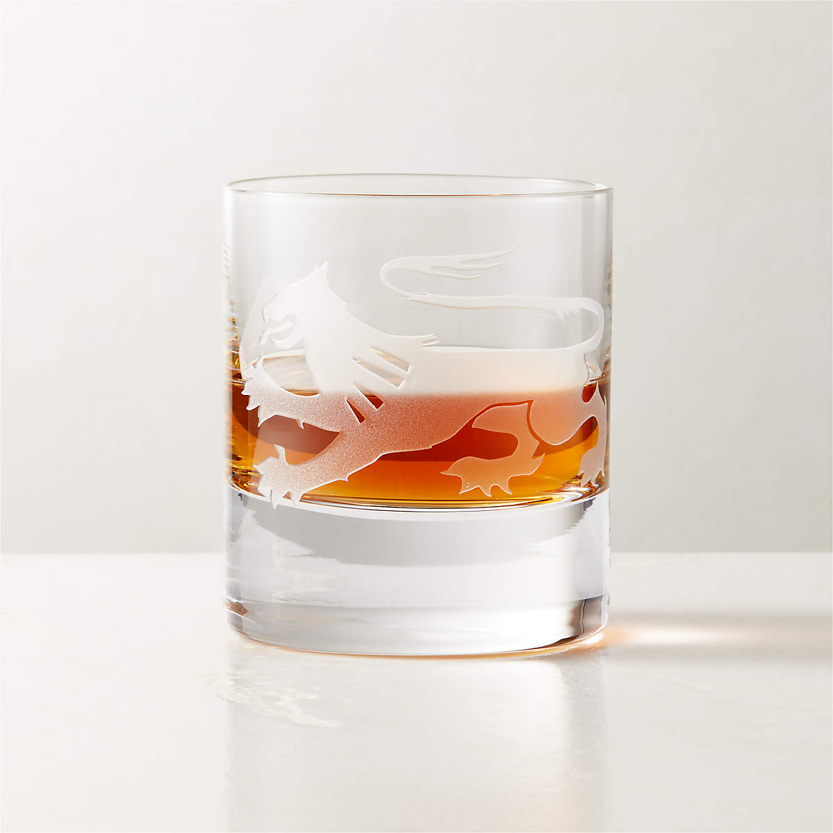 Lejon Sandblasted Double Old-Fashioned Glass by Ackerman + Reviews | CB2