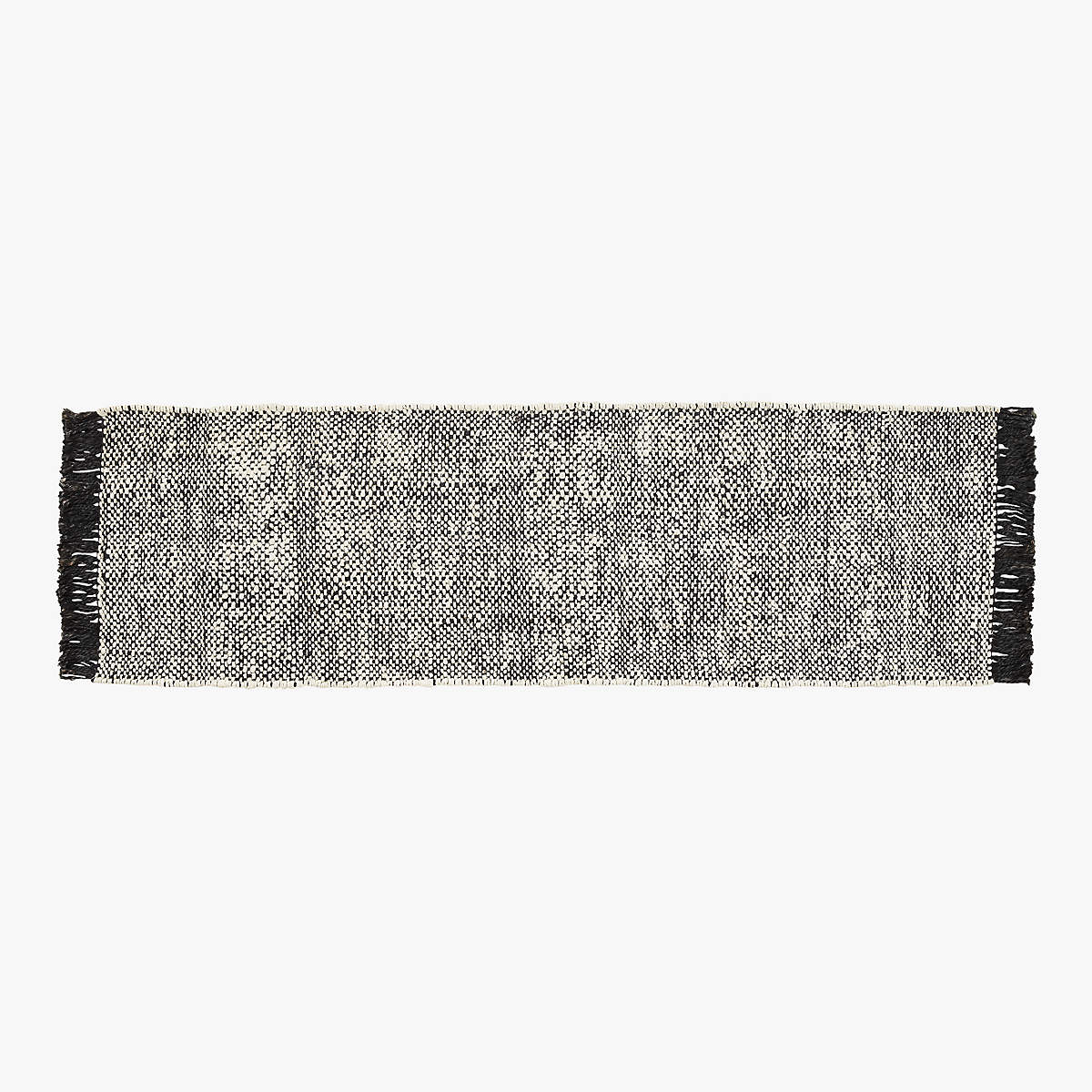 Leno Black and White Jute Hallway Runner Rug 2.5'x8' + Reviews | CB2