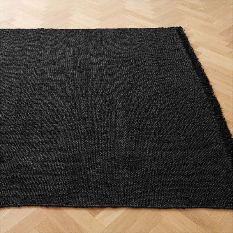 Leno Handwoven Black Jute Area Rug 5'x8' | CB2