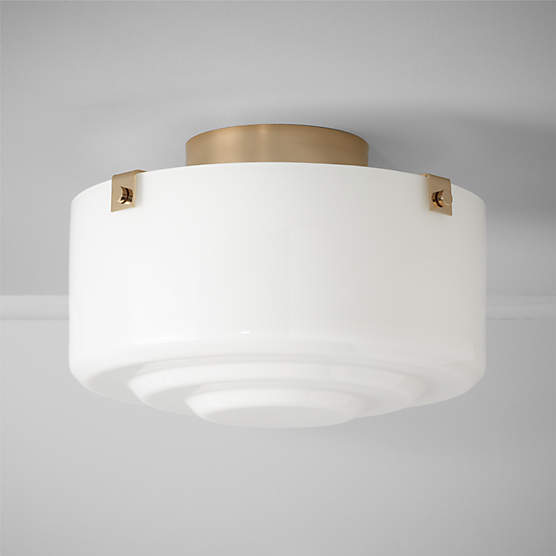 Risette Modern Polished Brass and Crystal Flush Mount Light | CB2 Canada