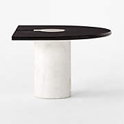 Liguria Rounded Black Marble Side Table with White Marble Base by ...