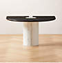 Liguria Rounded Black Marble Side Table with White Marble Base by ...