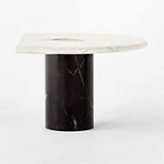 Liguria Rounded White Marble Side Table with Black Marble Base by ...