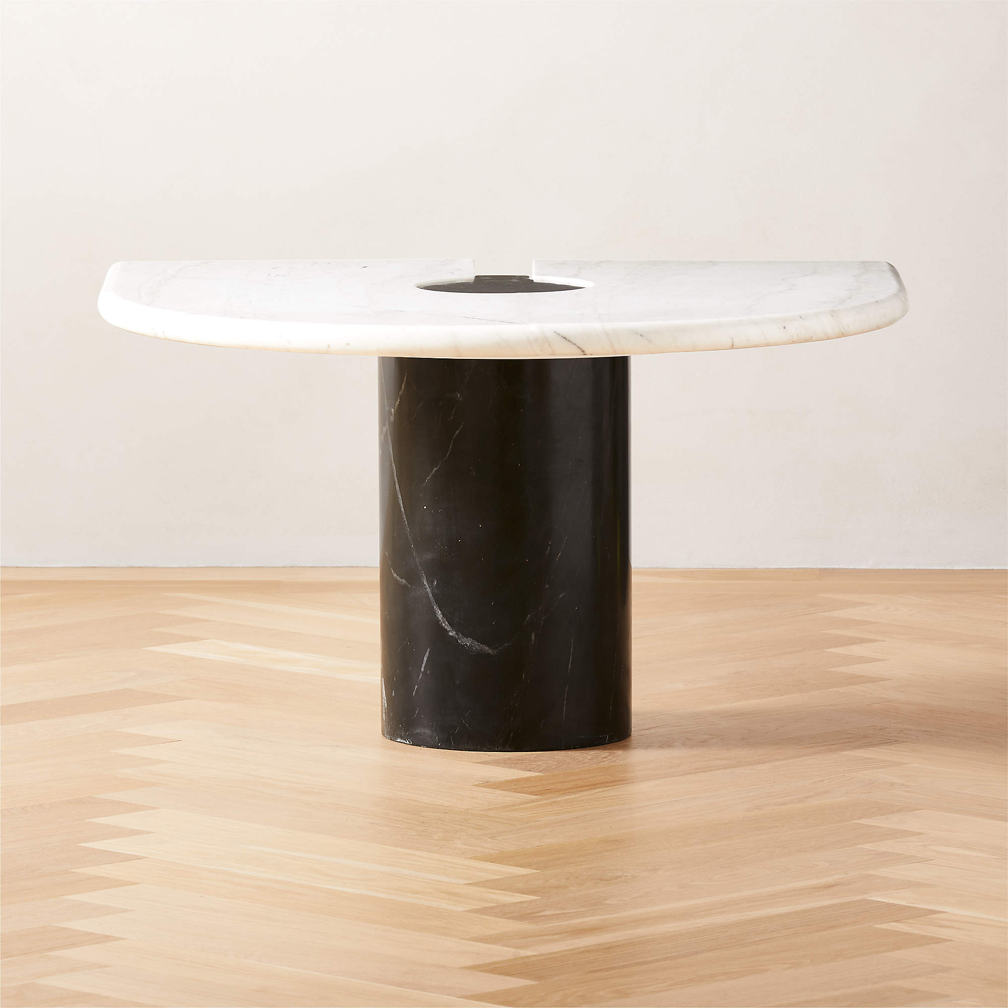 Liguria Rounded White Marble Side Table with Black Marble Base by ...