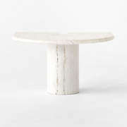 Liguria Rounded White Marble Side Table with White Marble Base by ...