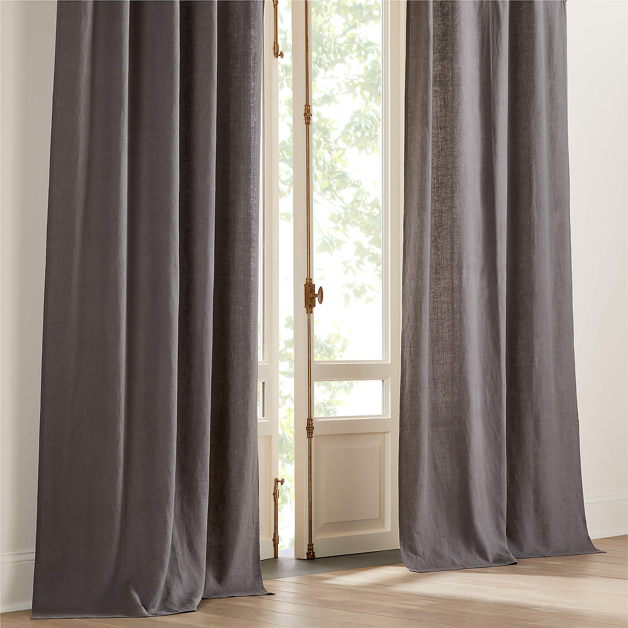 EUROPEAN FLAX Certified Linen Charcoal Grey Window Curtain Panel 48 x96