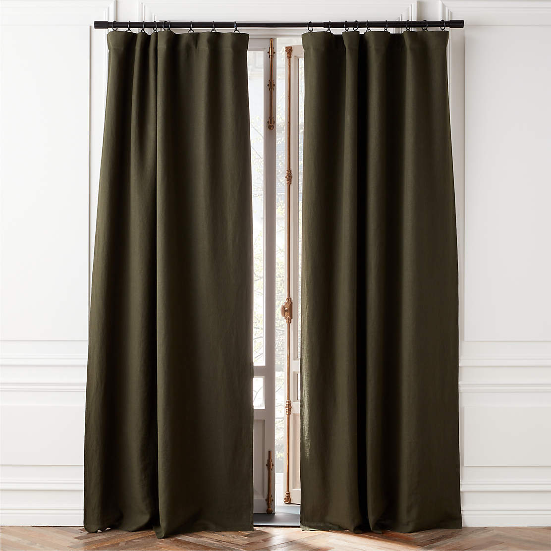 Dark Green Organic Cotton Velvet Window Curtain Panel 48"x96 ...