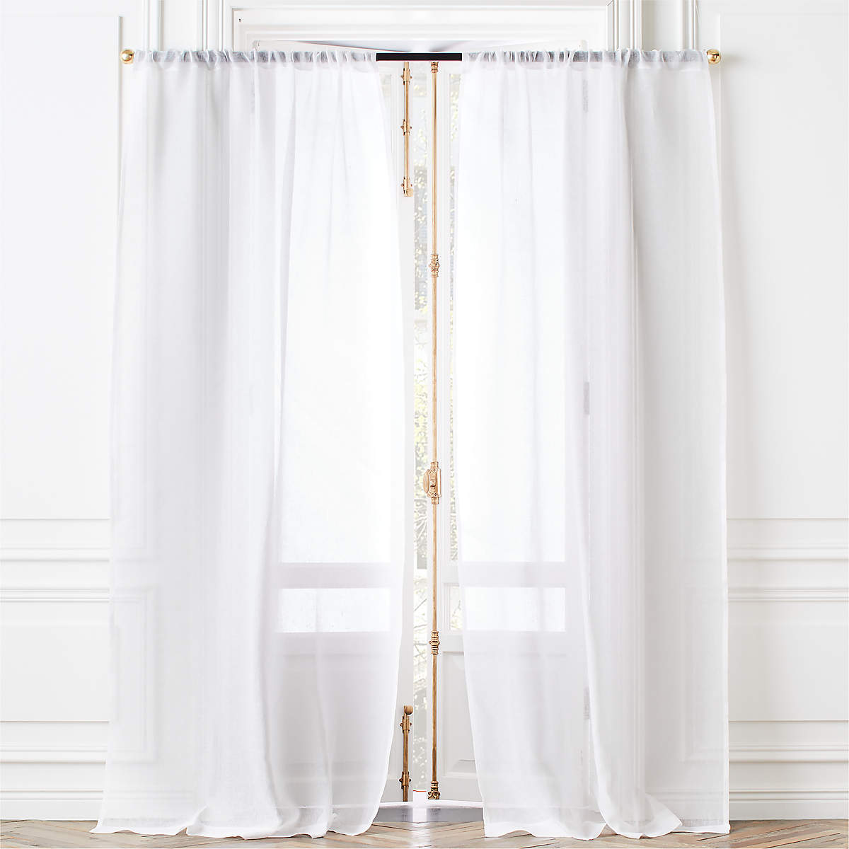 Linen Sheer White Curtain Panel | CB2 Canada