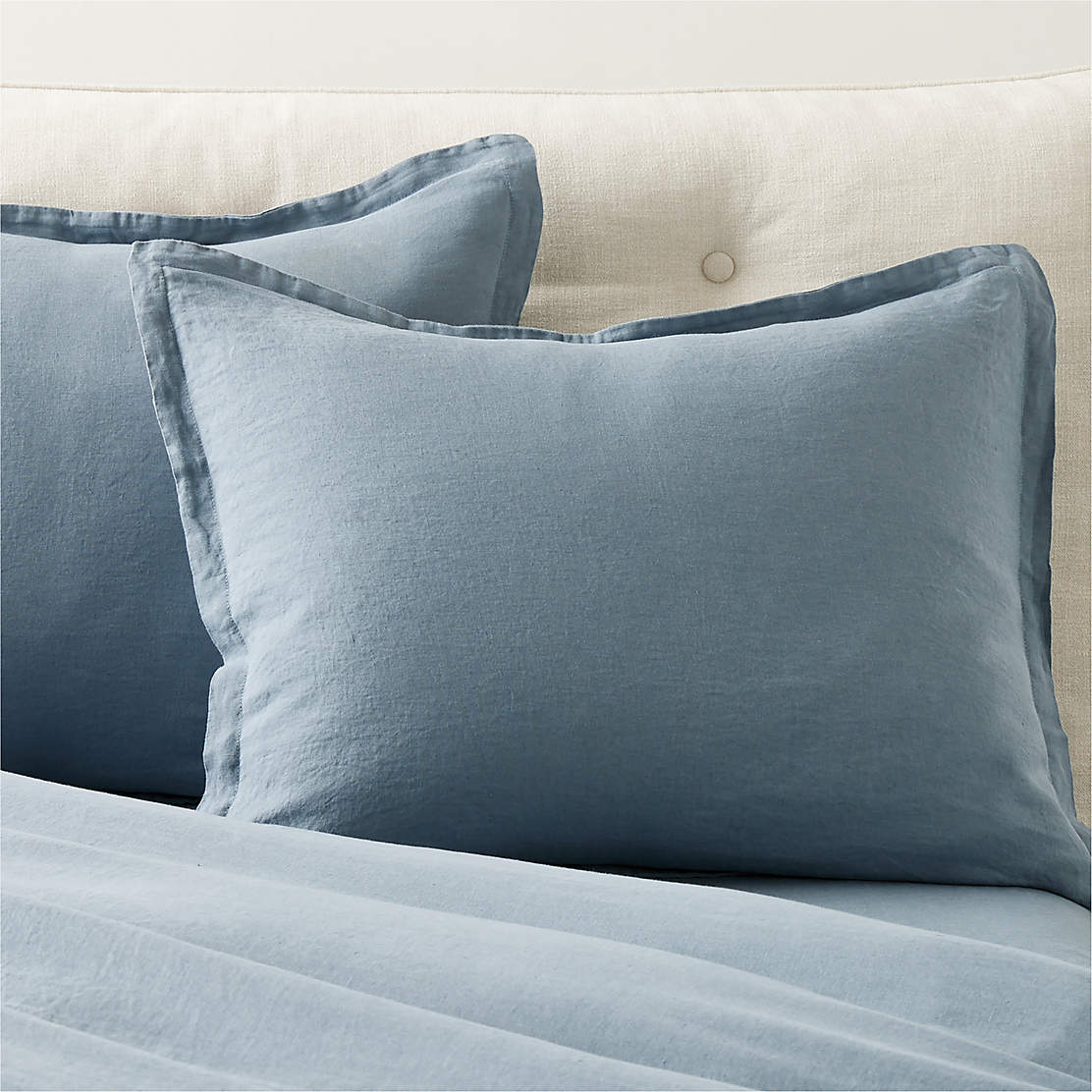 EUROPEAN FLAX-Certified Linen Slate Blue King Pillowcases Set of 2 + Reviews | CB2