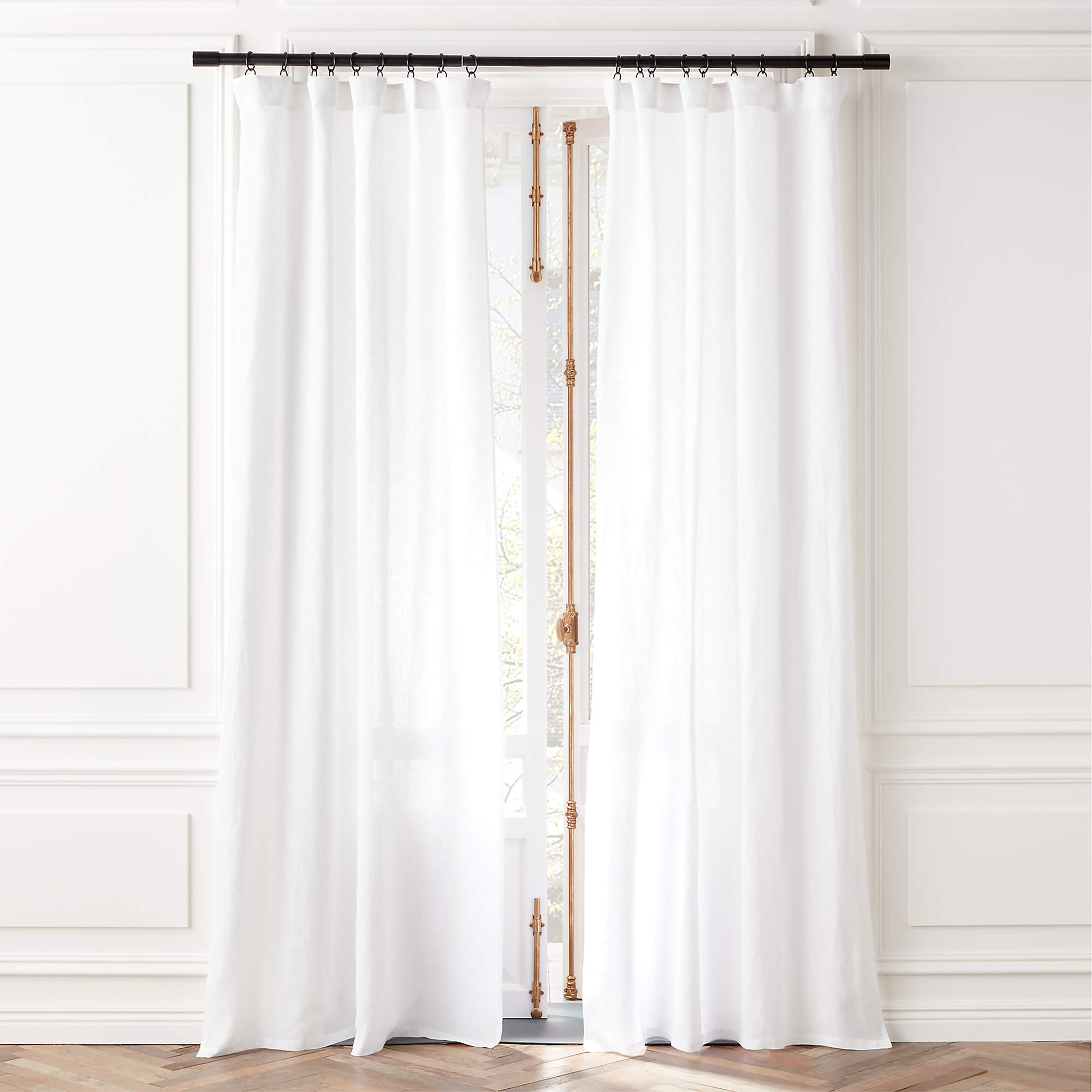 EUROPEAN FLAX-Certified Linen White Window Curtain Panel | CB2 Canada