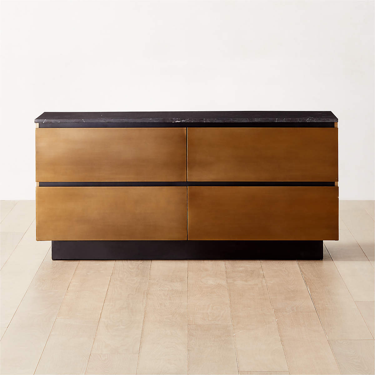 Logan Modern 4-Drawer Black Marble-Top Dresser + Reviews | CB2