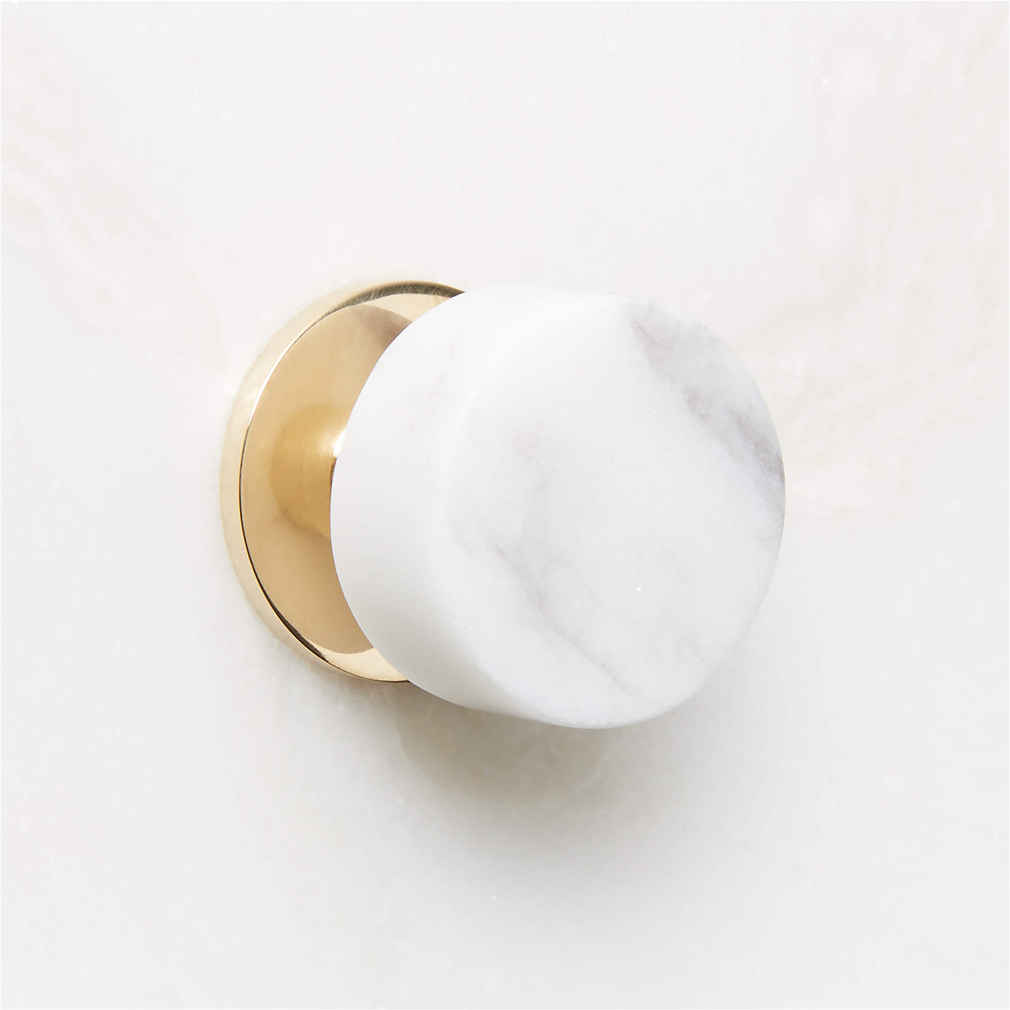 Logan Round Unlacquered Brass and Carrara Marble Knob 1.25'' + Reviews ...