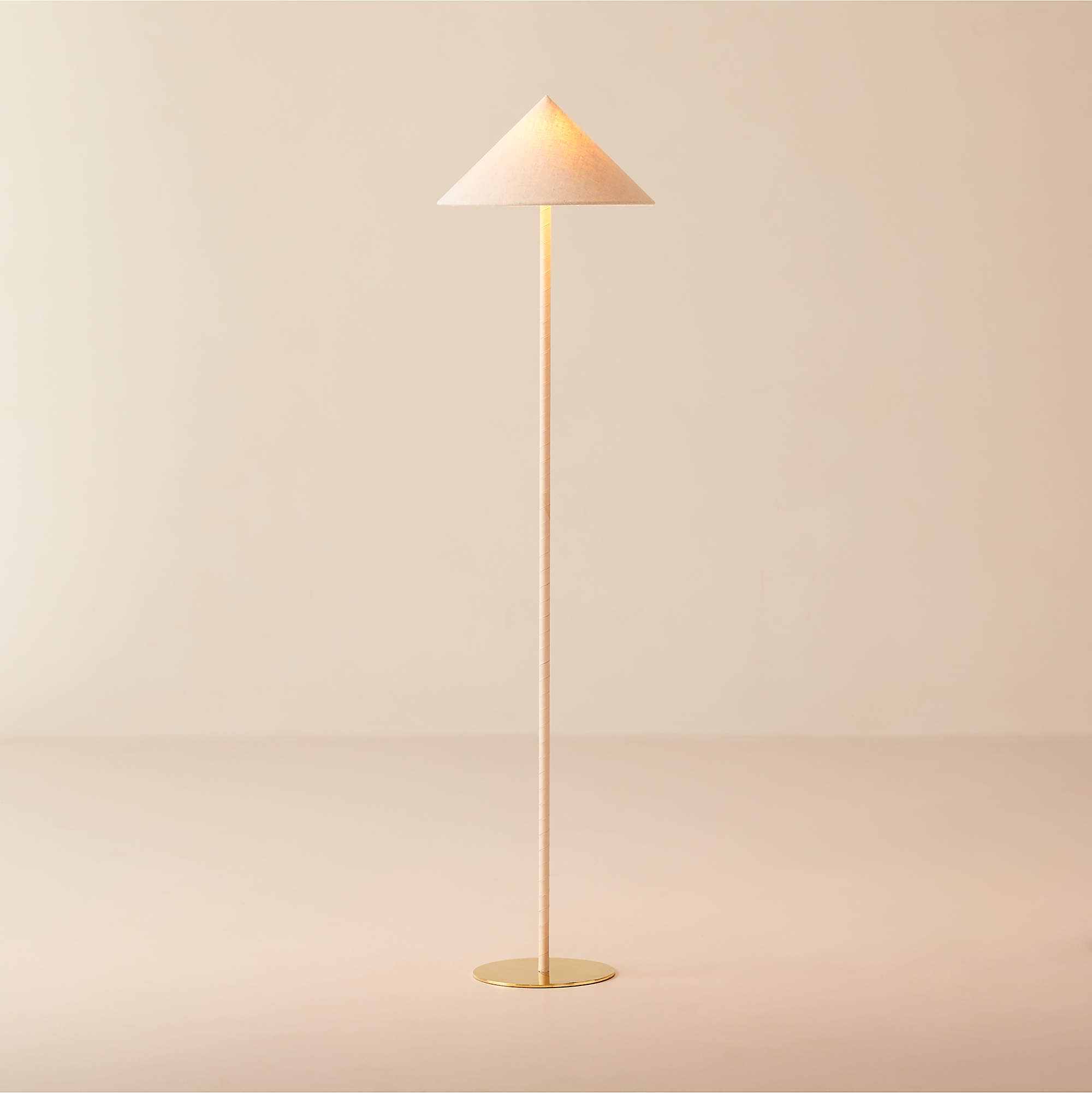 Luar Wrapped Untanned Leather Floor Lamp With Brass Base | CB2 Canada