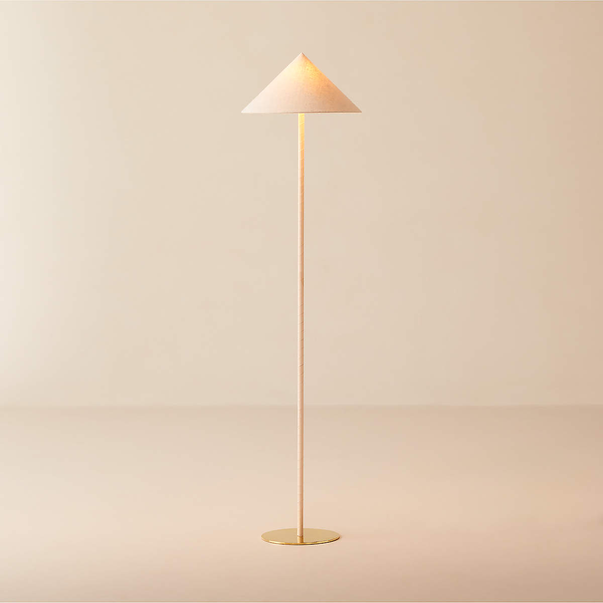 Luar Wrapped Untanned Leather Floor Lamp With Brass Base | CB2