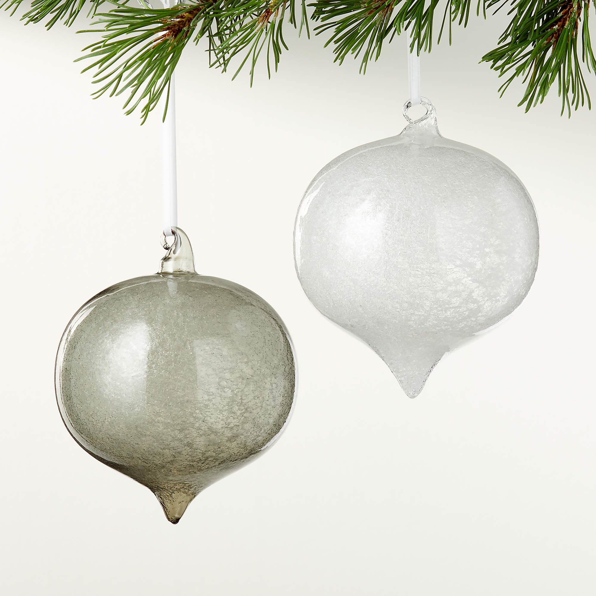 Lumi Textured Glass Christmas Tree Ornaments | CB2