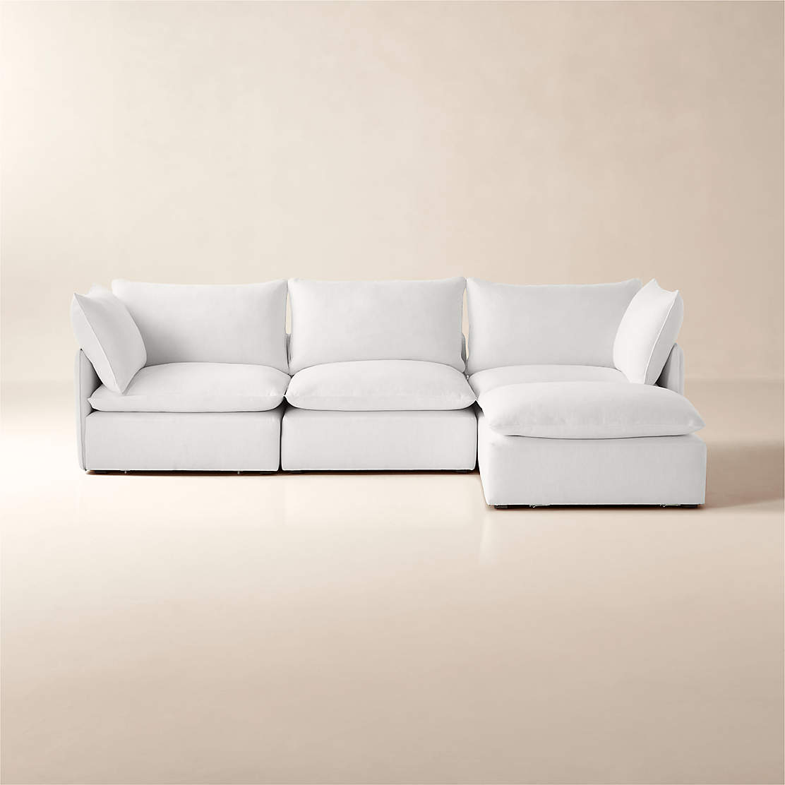 Malea 4-Piece L-Shaped White Performance Fabric Sectional Sofa with ...