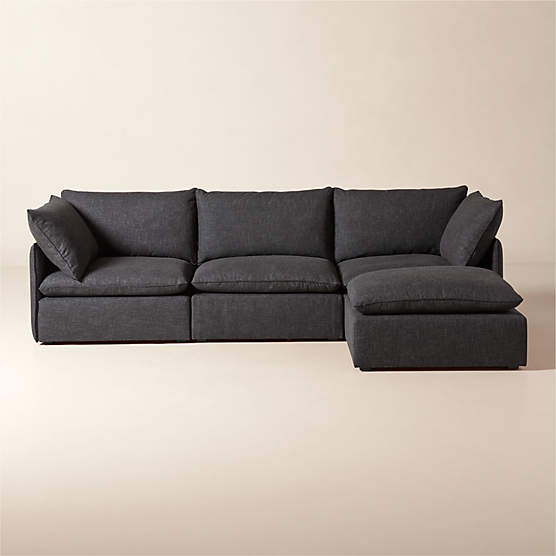 Deseo 4-Piece Modular Charcoal Grey Performance Velvet Standard Depth ...