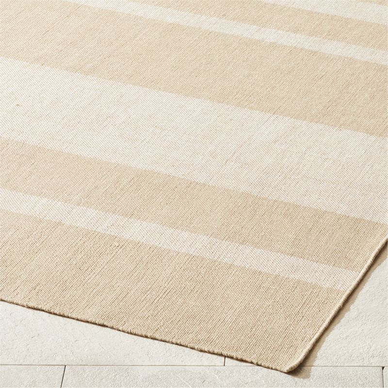 Maar Stripe Natural and Warm White Indoor/Outdoor Performance Area Rug ...
