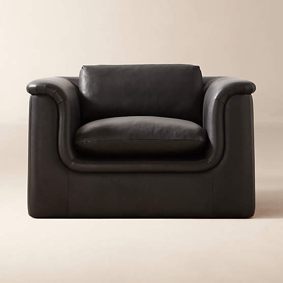 Strato Leather Armless Chair Bello Black | CB2