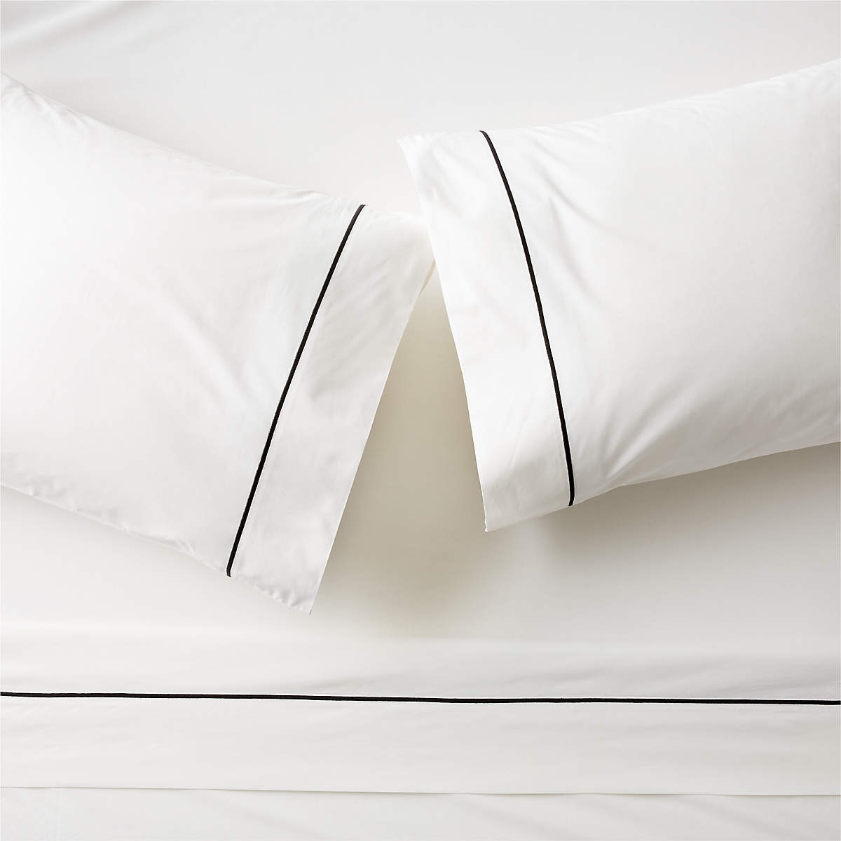 Marisal Organic Cotton 400 Thread Count Percale White and Black Sheet ...