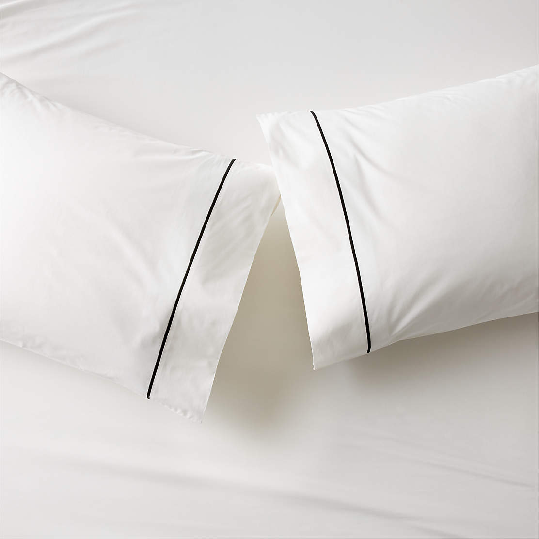 Marisal Organic Cotton Percale 400 Thread Count White With Black Full